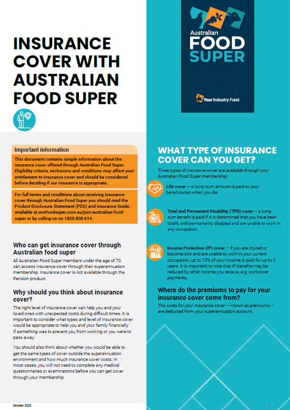 Insurance cover with Australian Food Super - AMIST Super is now Australian Food Super