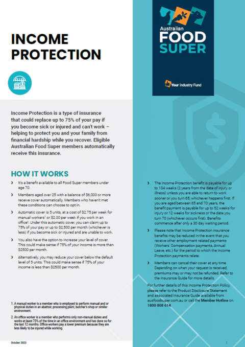 Income protection insurance - AMIST Super is now Australian Food Super